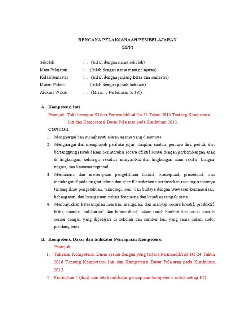 LK 4. Template RPP | PDF