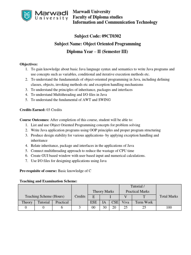 Marwadi University Faculty of Diploma Studies Information and ...