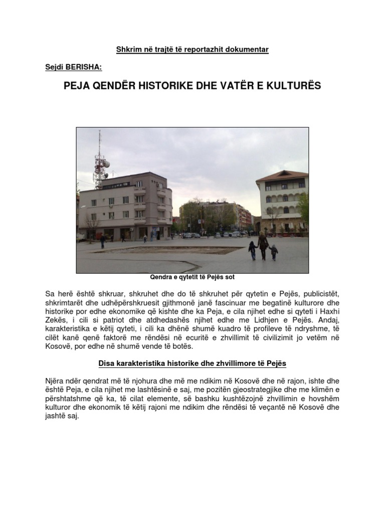 Peja Qendër Historike Dhe Vatër e Kulturës | PDF