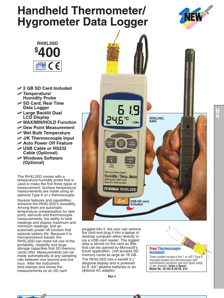 Handheld Thermometer/ Hygrometer Data Logger: Rhxl3Sd | PDF | Flow ...