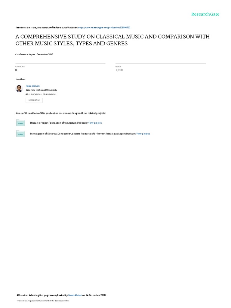 A Comprehensive Study On Classical Music and Comparison With Other ...