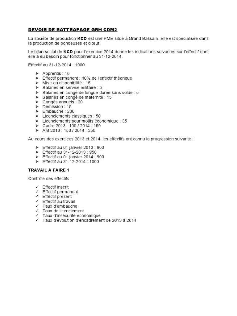 Devoir de Rattrapage GRH | PDF | Recrutement | Business