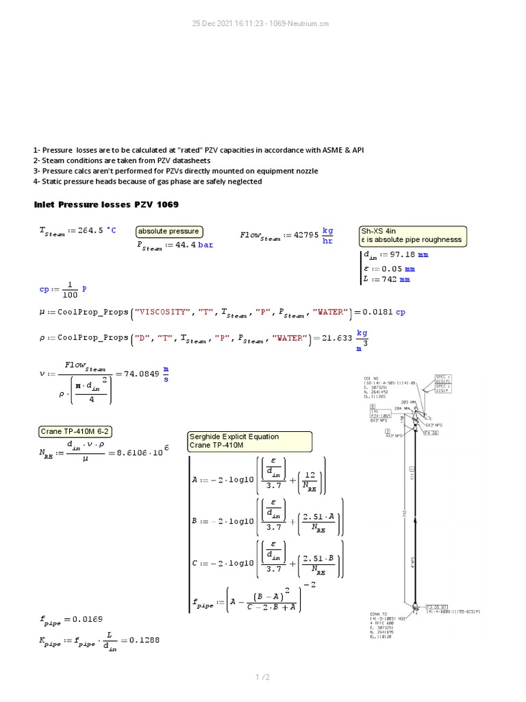 PSV Inlet Losses Calculations | PDF | Applied And Interdisciplinary ...