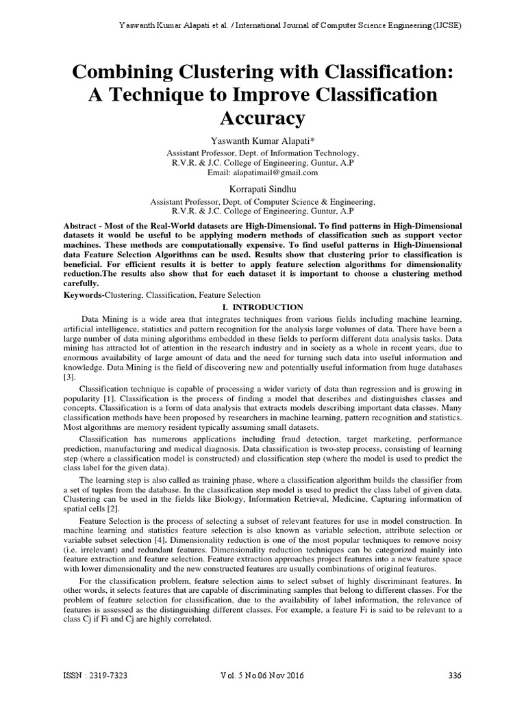 Clustering Before Classification | PDF | Statistical Classification ...