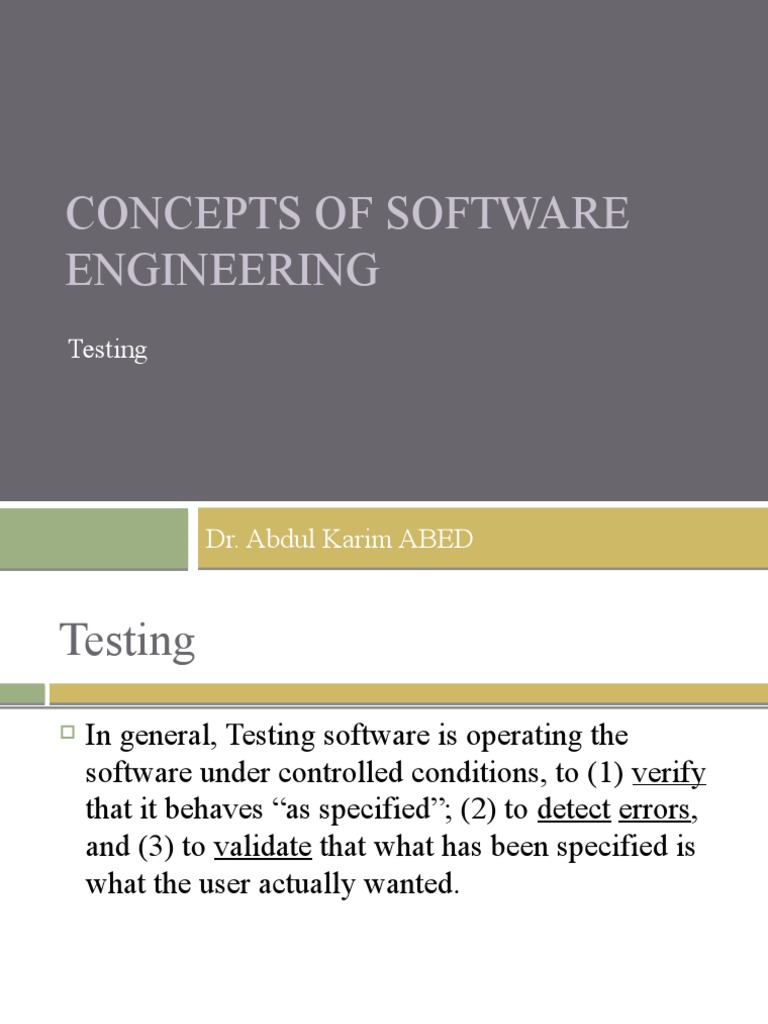 Concepts of Software Engineering: Testing | PDF | Unit Testing ...