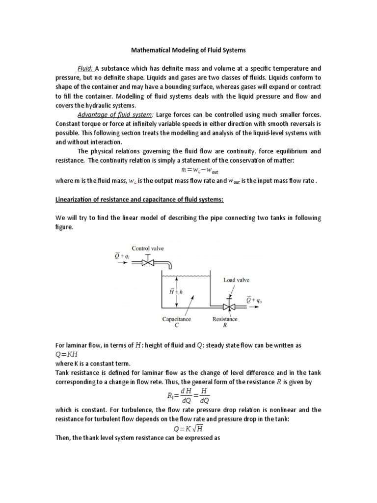 Mathematical Modeling of Fluid Systems | PDF | Fluid Dynamics | Damping