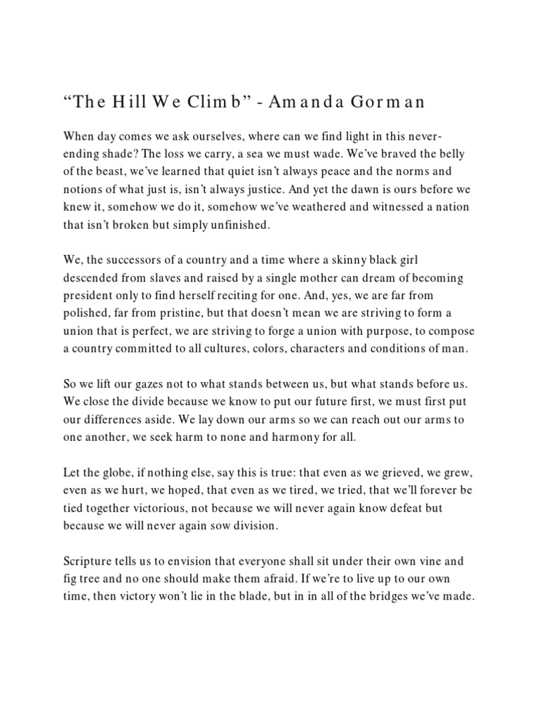 The Hill We Climb | PDF