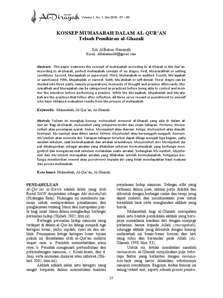 Konsep Muhasabah Dalam Al-Qur'An Telaah Pemikiran Al-Ghazali | PDF