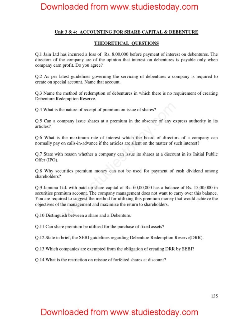 CBSE Class 12 Accountancy Accounting For Share Capital and Debenture ...