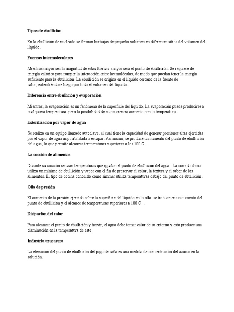 Tipos de Ebullición | PDF | Cocina, comidas y vino