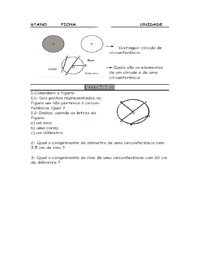 Circulo e Circunferência | PDF