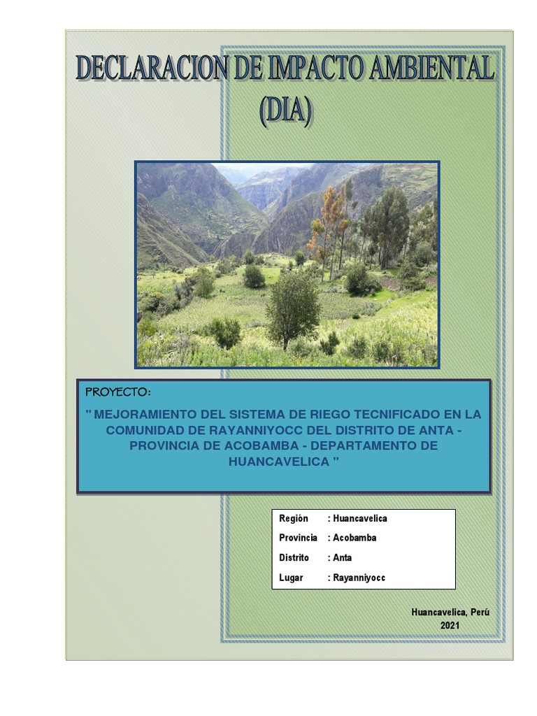 Declaracion de Impacto Ambiental - Riego | PDF | Residuos | Riego