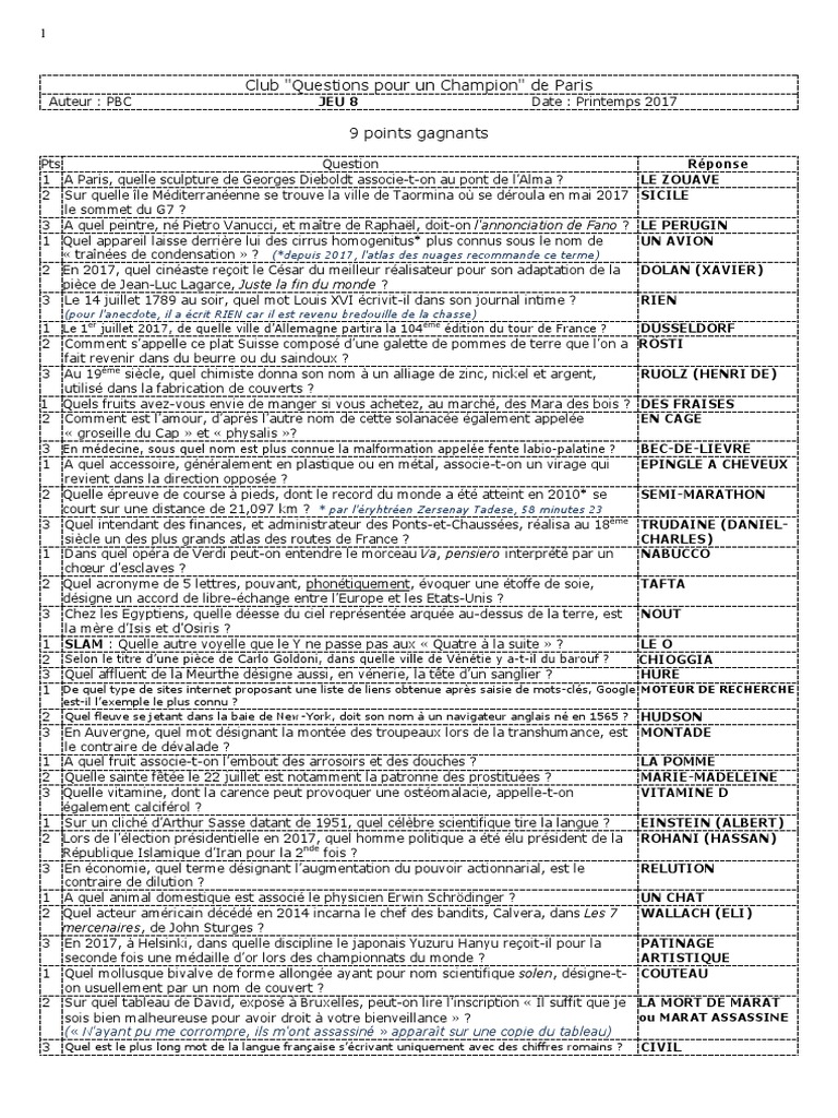 Questionnaire 8 PBC | PDF | Sortir