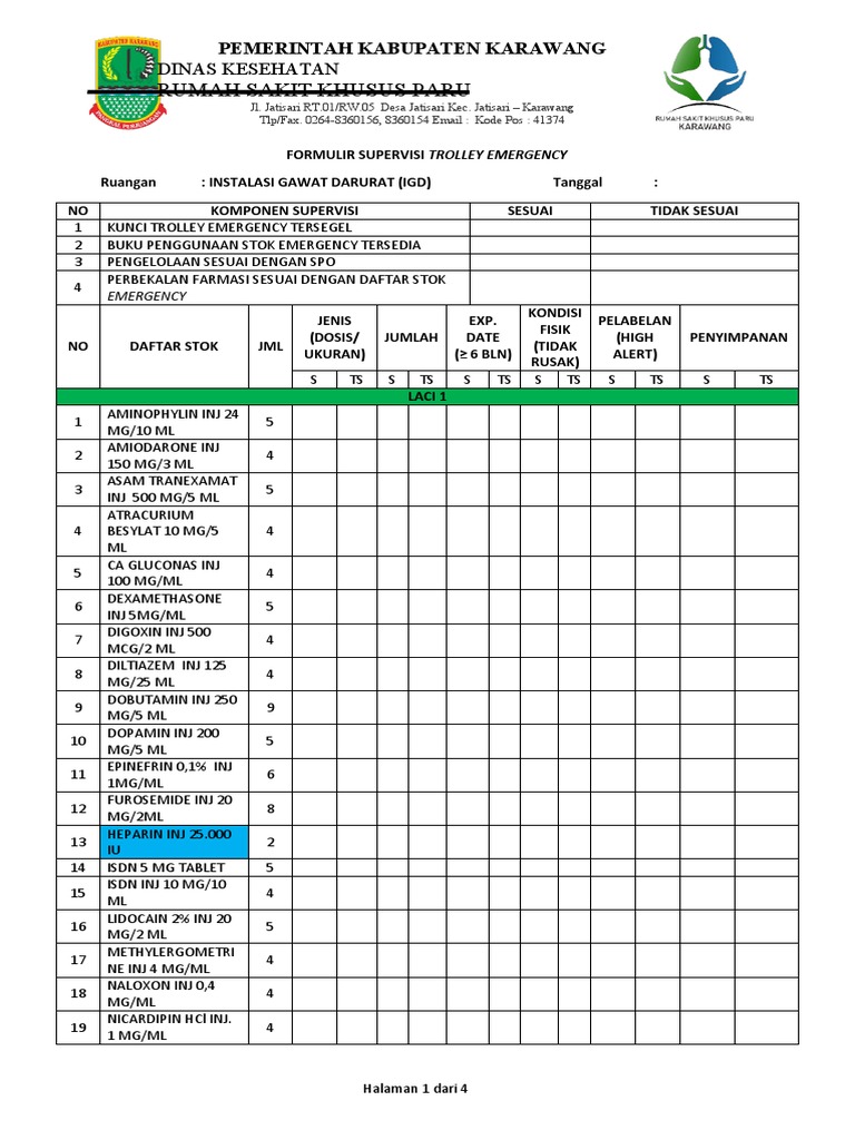 Supervisi Trolley Emergency IGD | PDF