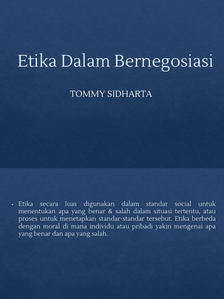Etika dalam Negosiasi dan Taktik | PDF | Karier & Perkembangan | Bisnis