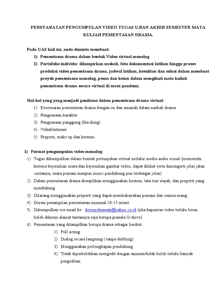 Tugas Uas Proyek Pementasan Drama Virtual | PDF