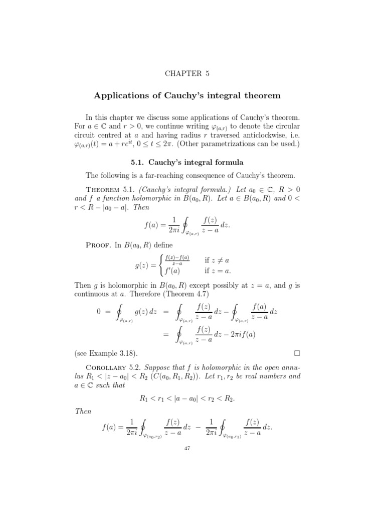 Applications of Cauchy's Integral Theorem: and F A Function Holomorphic in B (A | PDF ...