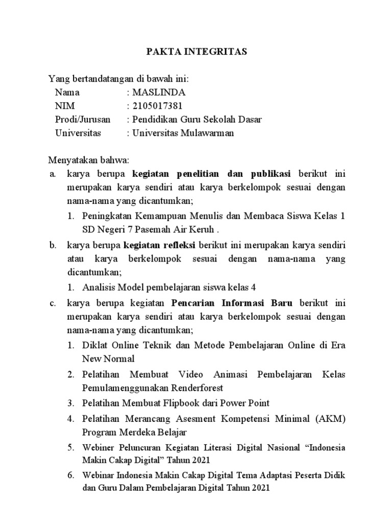 Pakta Integritas 2 | PDF