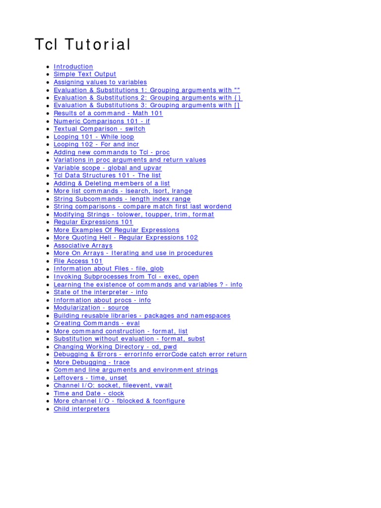 Tcl Tutorial Download Free Pdf Parameter Computer Programming Control Flow 4351
