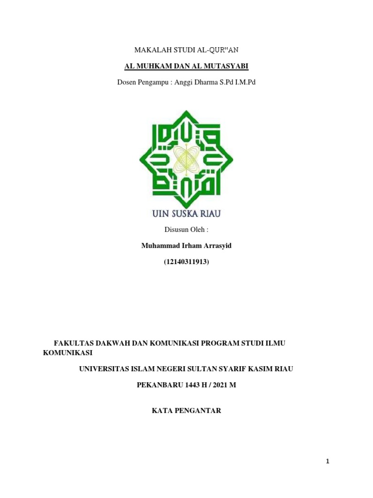 Muhammad Irham Arrasyid - 1e - Al Muhkam Dan Al Mutasyabih - Studi Quran | PDF