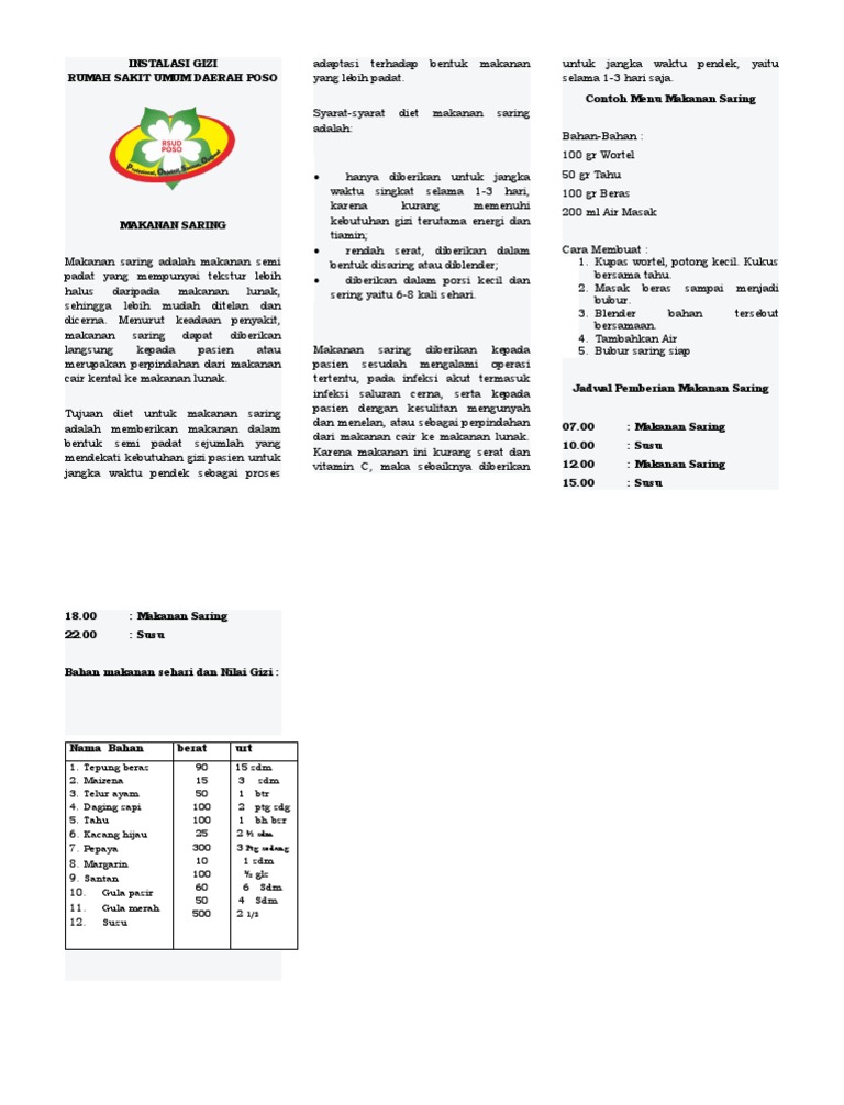 Leaflet Bubur Saring | PDF