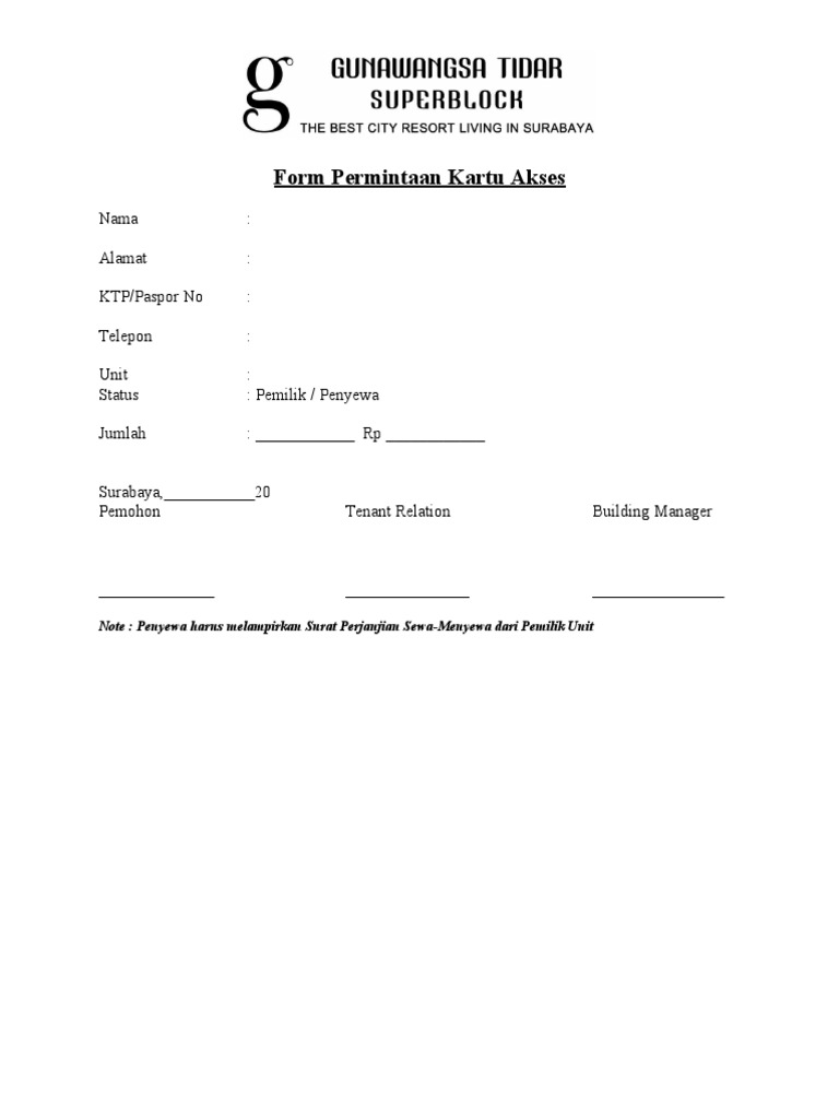 Formulir Permintaan Kartu Akses | PDF | Hukum