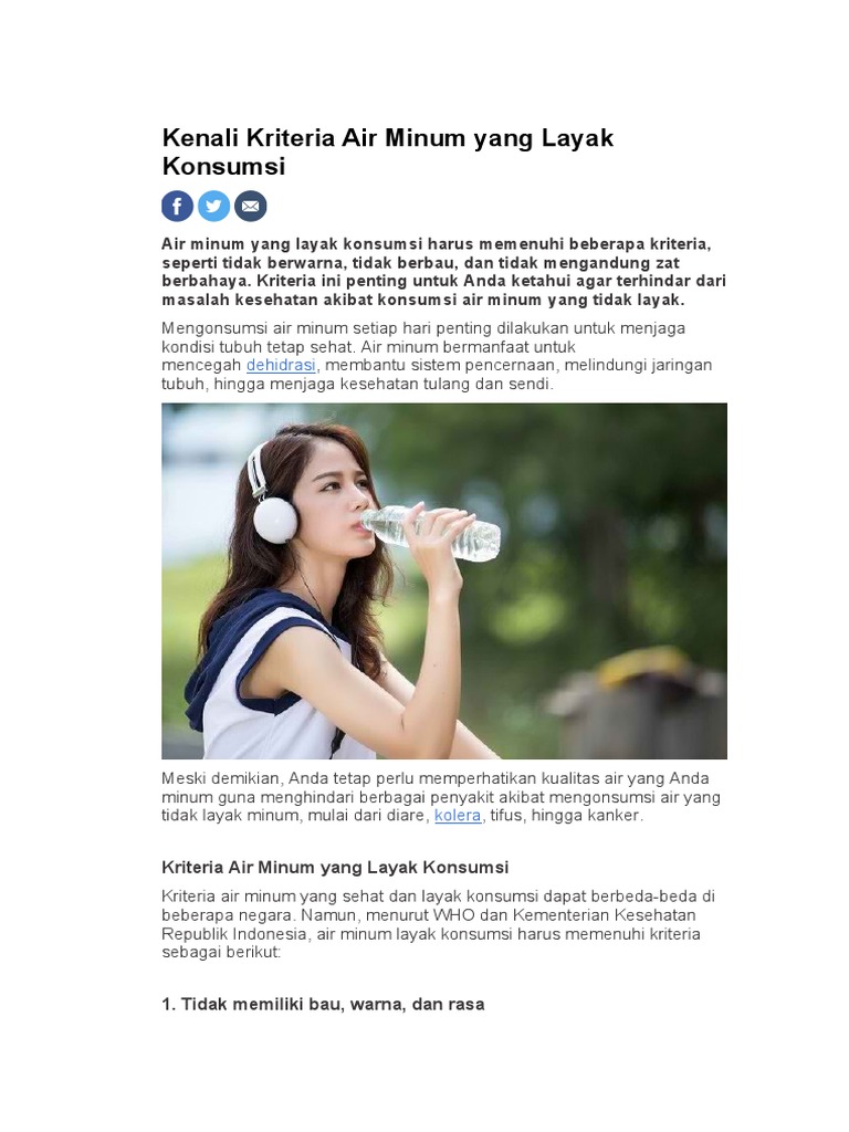 Kenali Kriteria Air Minum Yang Layak Konsumsi | PDF
