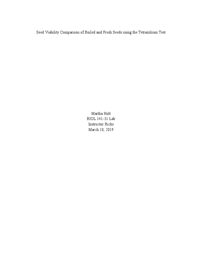 Seed Viability Lab Report | PDF | Seed | Germination