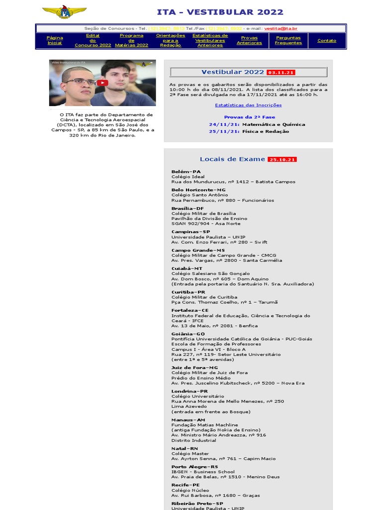 ITA - Vestibular | PDF | Escolas | Instituições educacionais