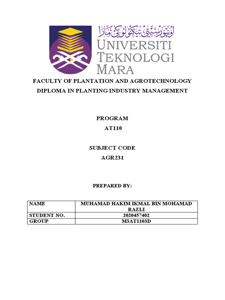 Case Study Agr231 - Muhamad Hakim Ikmal Bin Mohamad Razli | PDF | Soil ...
