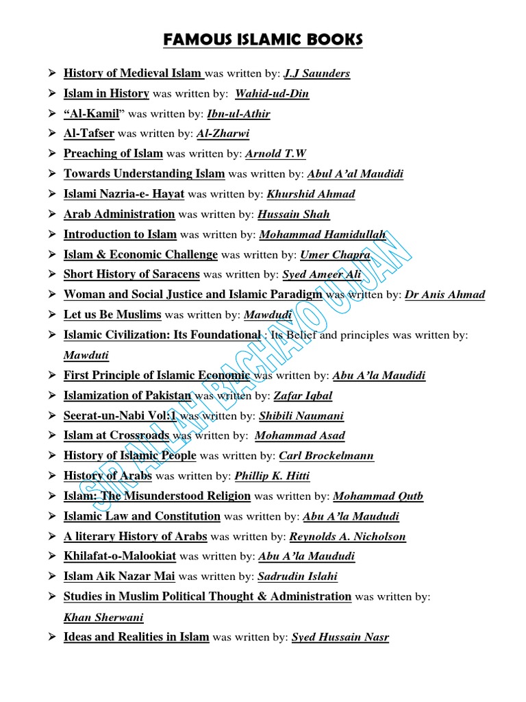 Names of Islami Books | PDF | Religion & Spirituality
