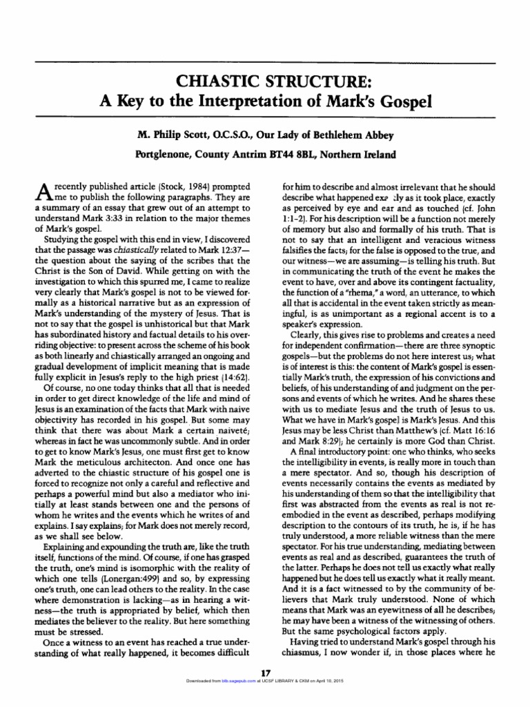 Structure Gospel Mark | PDF | Jesus | Gospel Of Mark