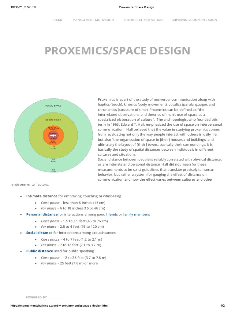 Proxemics - Space Design | PDF | Scientific Theories | Communication