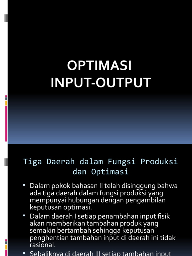 Bab v. Optimasi Input Output | PDF