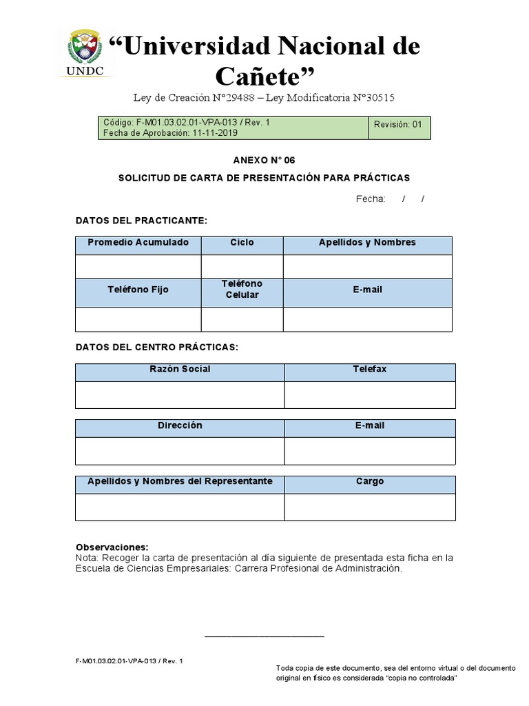 F13 Solicitud Carta de Presentacion para PPP UNDC | PDF