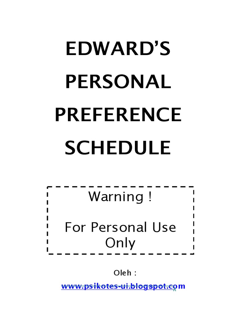 EPPS - Edward Preferences Personality Test | PDF | Pengembangan Diri