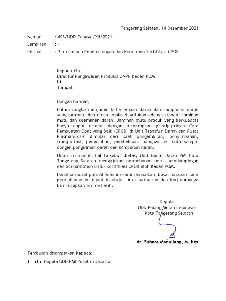 Surat Permohonan CPOB | PDF