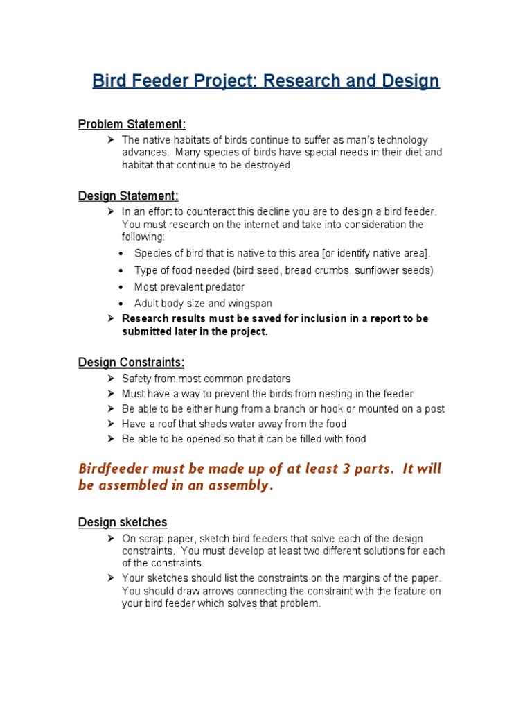 Bird Feeder Design and Research Guide | PDF