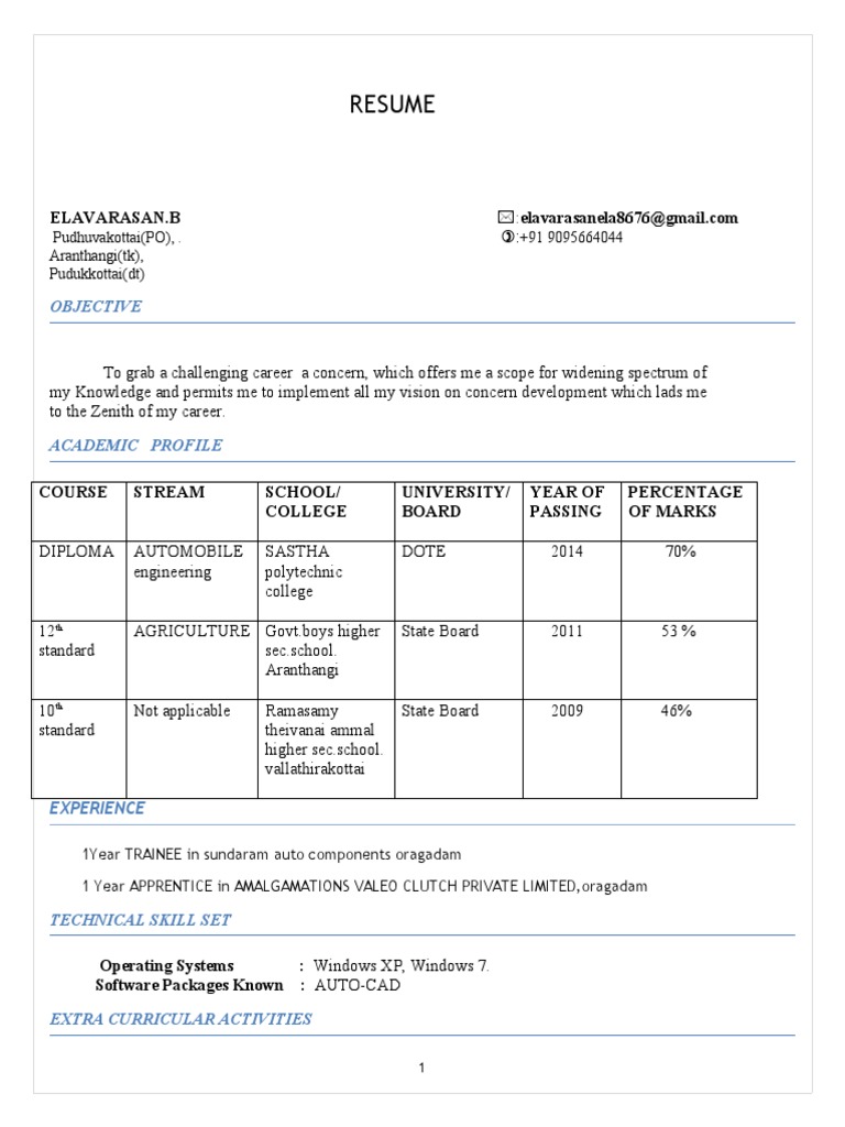 Elavarasan Resume | PDF
