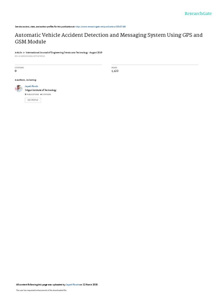 Accident Alert System for Vehicles | PDF | Arduino | Computing