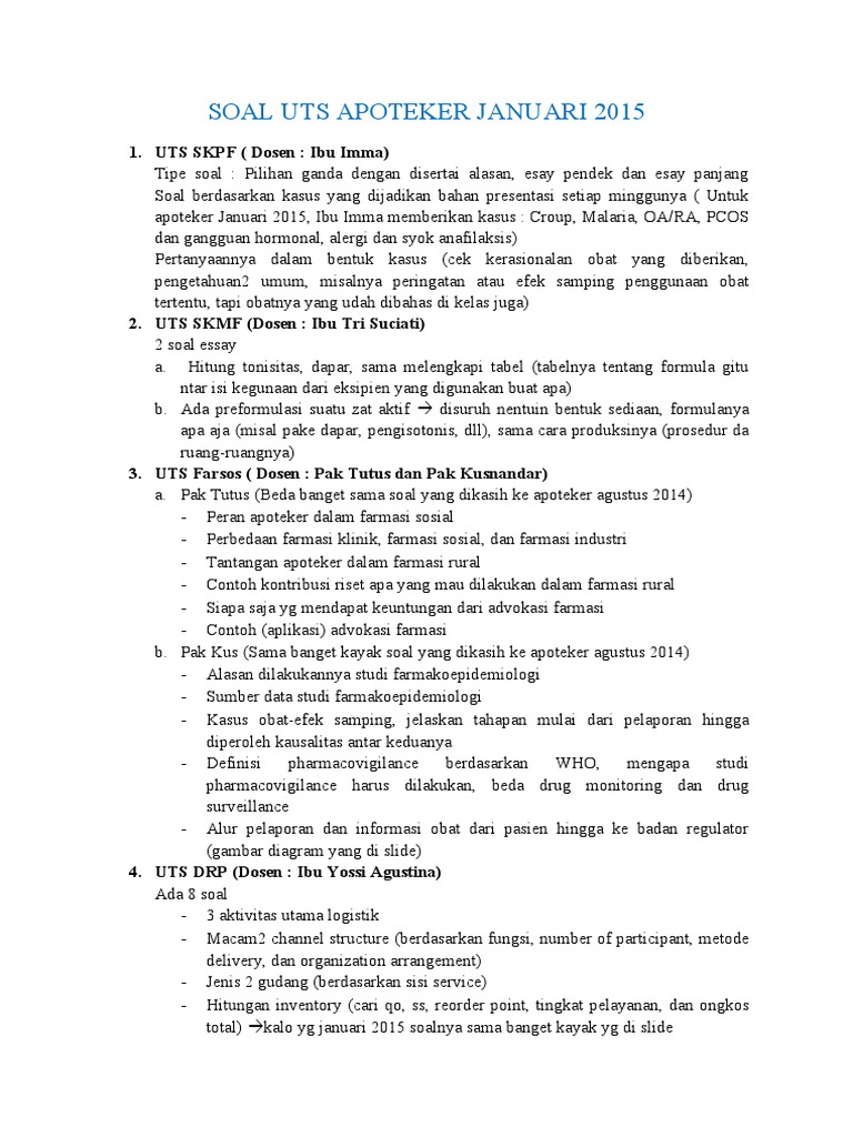 Kisi Kisi Uts Dan Uas | PDF | Kesehatan Holistik