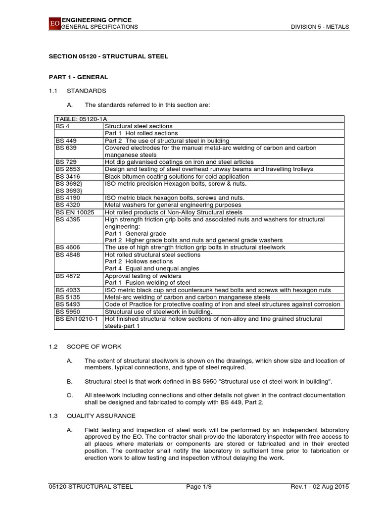 Structural Steel General Specifications | PDF | Structural Steel | Screw