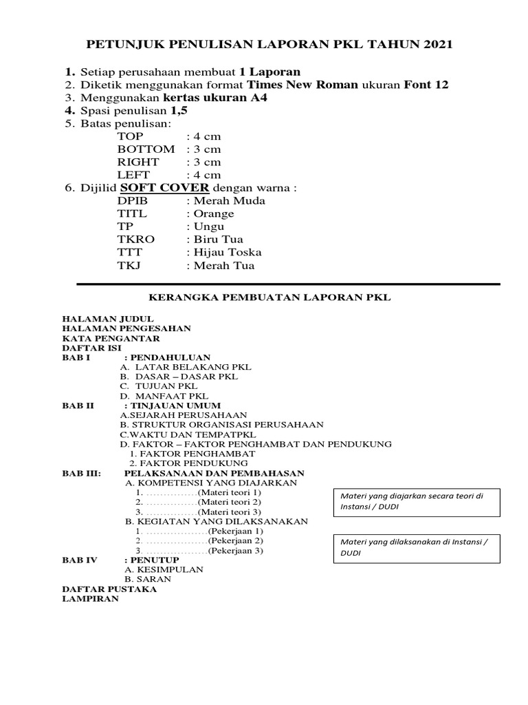 Kerangka Pembuatan Laporan Prakerin New | PDF