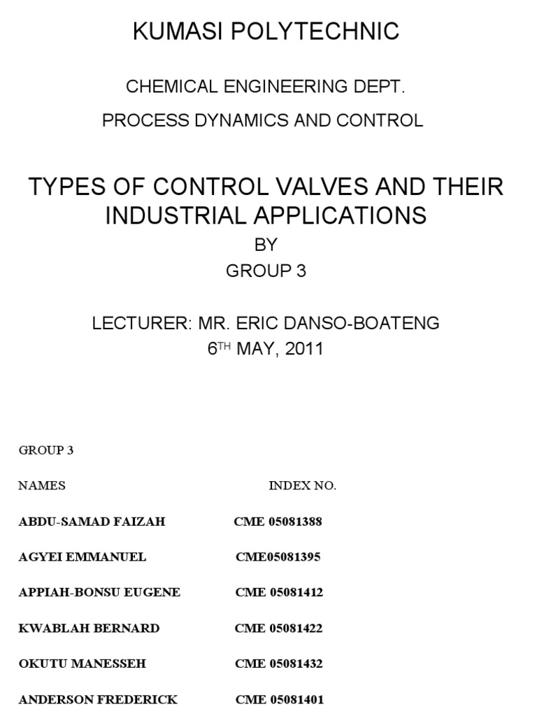 Types of Valves Presentation | PDF | Technology & Engineering