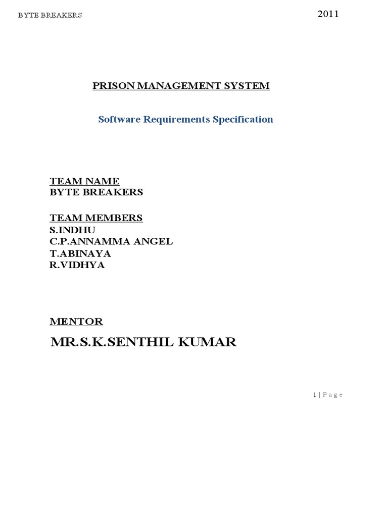 Prison Management System Srs | PDF | World Wide Web | Internet & Web