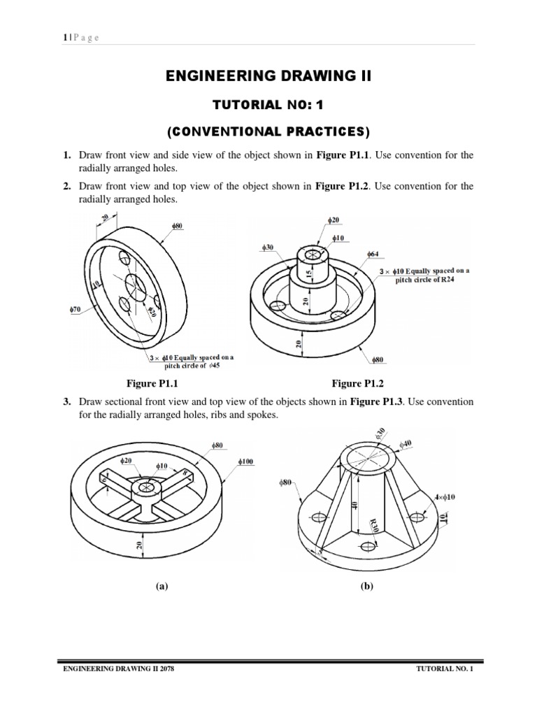 Engineering Drawing Ii: Tutorial No: 1 (Conventional Practices) | PDF ...