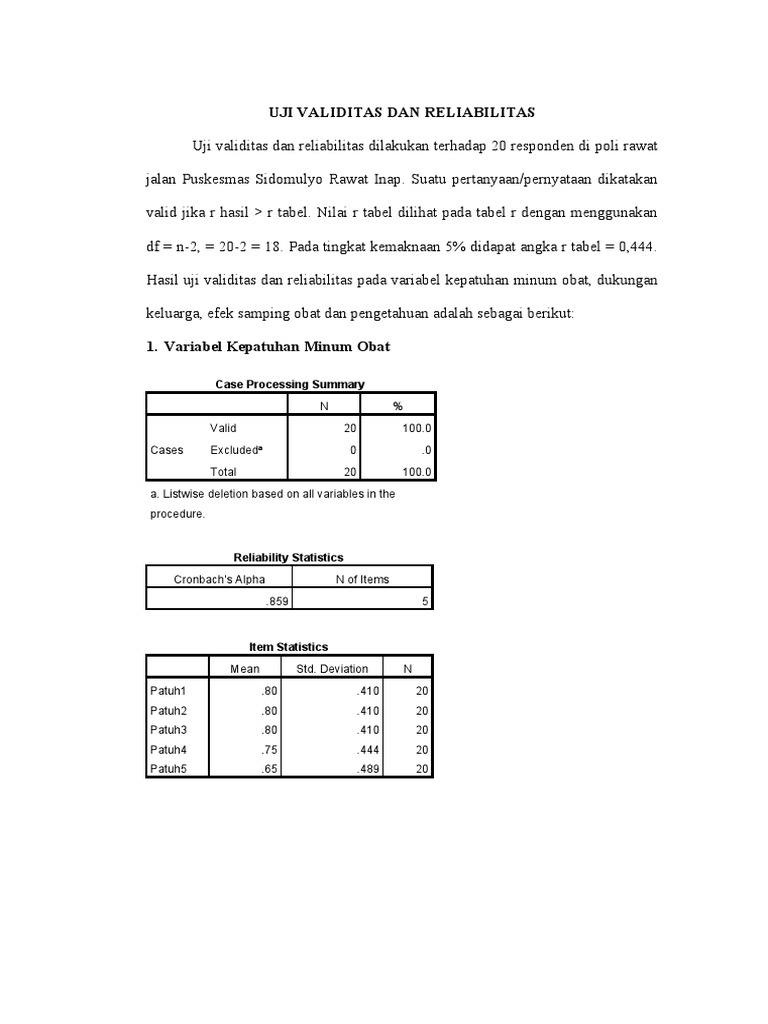 Uji Validitas Dan Reliabilitas | PDF | Teknologi & Rekayasa