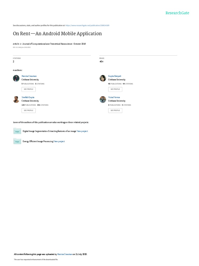 On Rent-An Android Mobile Application: Journal of Computational and ...