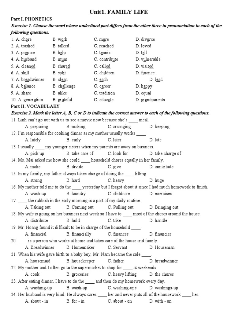 Unit1 E10 | PDF | Family | Living Arrangements