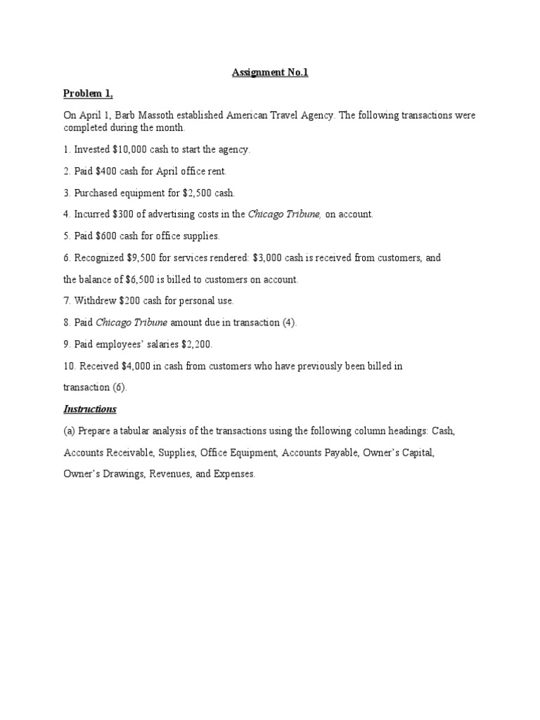 Chapter-1 Assignment | PDF | Expense | Accounts Payable